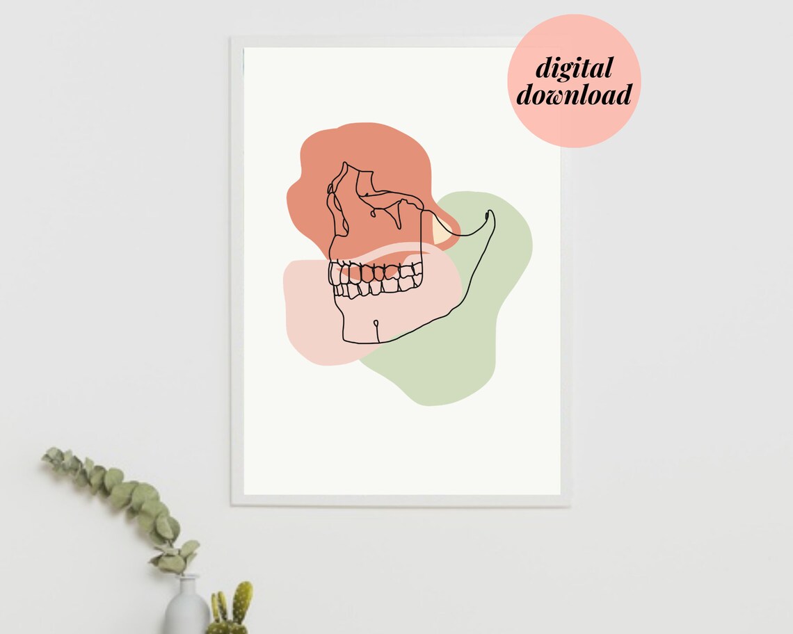 Jaw Mandible Side View | Anatomy Illustration Line Art | Minimalist ...