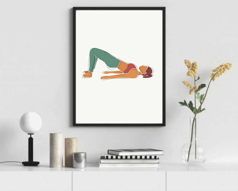 Glute Bridge Exercise Fitness Printable | Yoga Hip Lifts Yogi Pilates ...