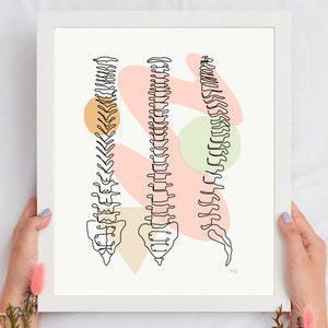 Spine Views 3 | Anatomy Prints Drawing Minimal Abstract Line Art Spinal ...
