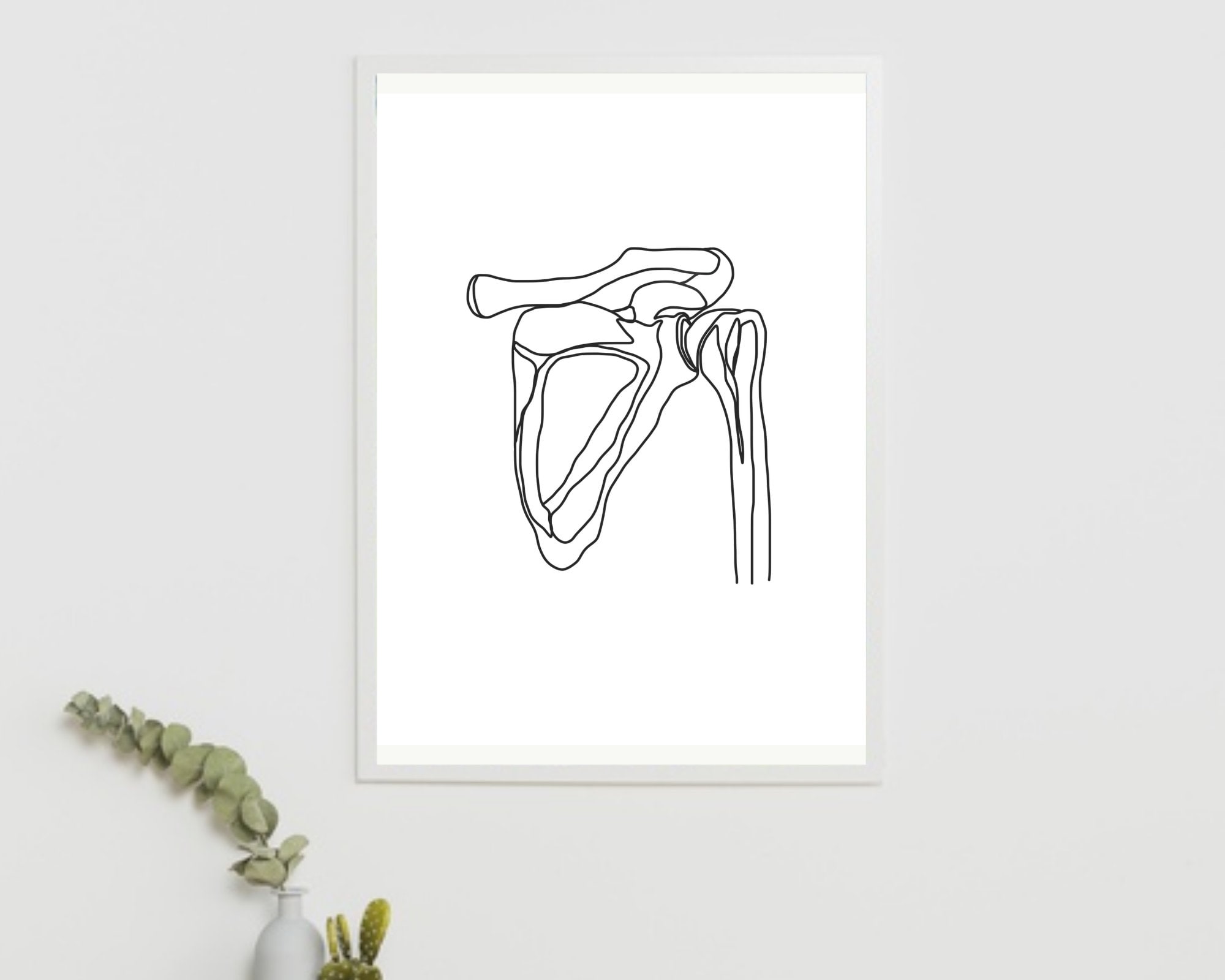 Shoulder Black and White Anatomy Printable | Minimalist Abstract Line ...