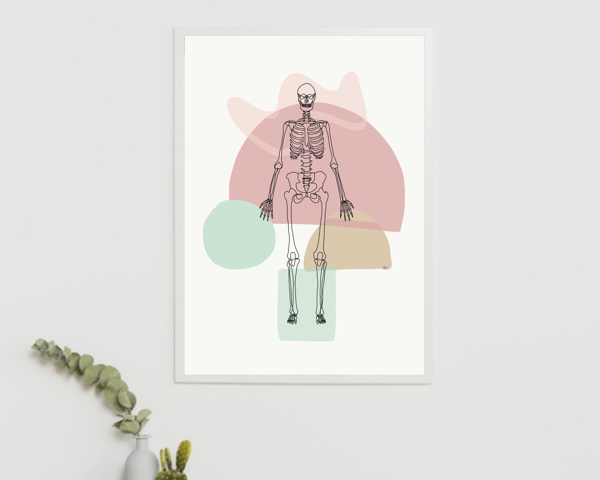 Skeleton Minimal Line Abstract Print Bones Human Anatomy Picture ...