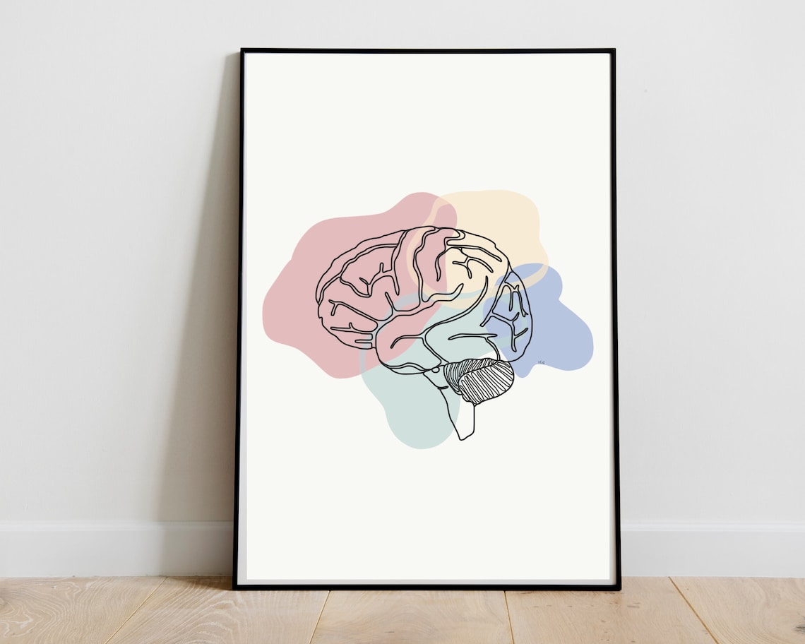 Brain Printable | Human Anatomy Minimal Neurology Neuro Line Art ...