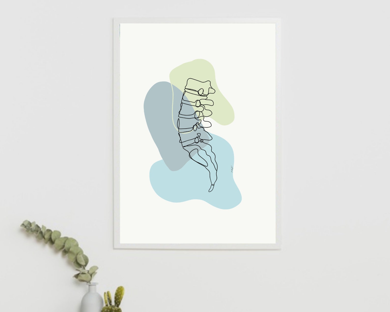 Lumbar Spine Print | Human Anatomy Abstract Minimal Line Art Spinal ...