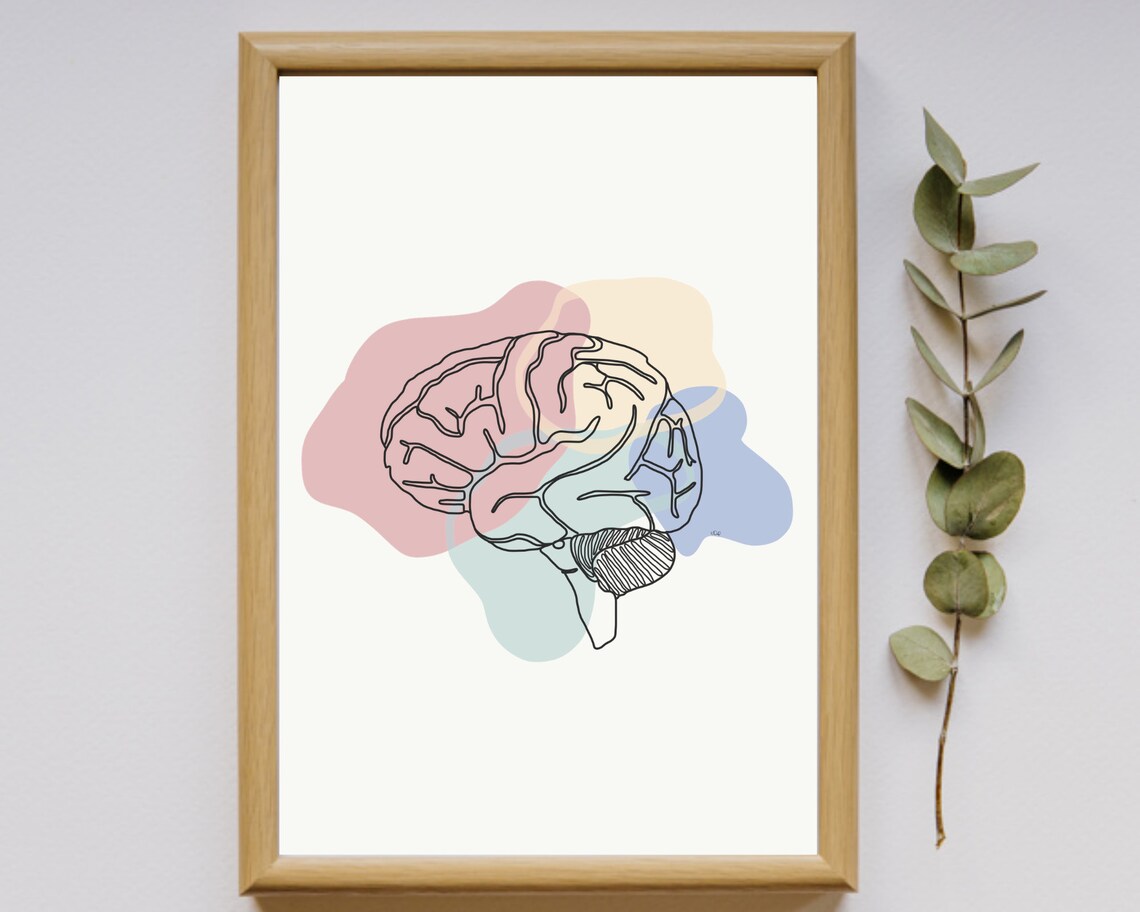 Brain Printable Human Anatomy Minimal Neurology Neuro Line - Etsy Canada