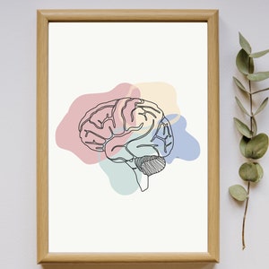 Brain Printable | Human Anatomy Minimal Neurology Neuro Line Art ...