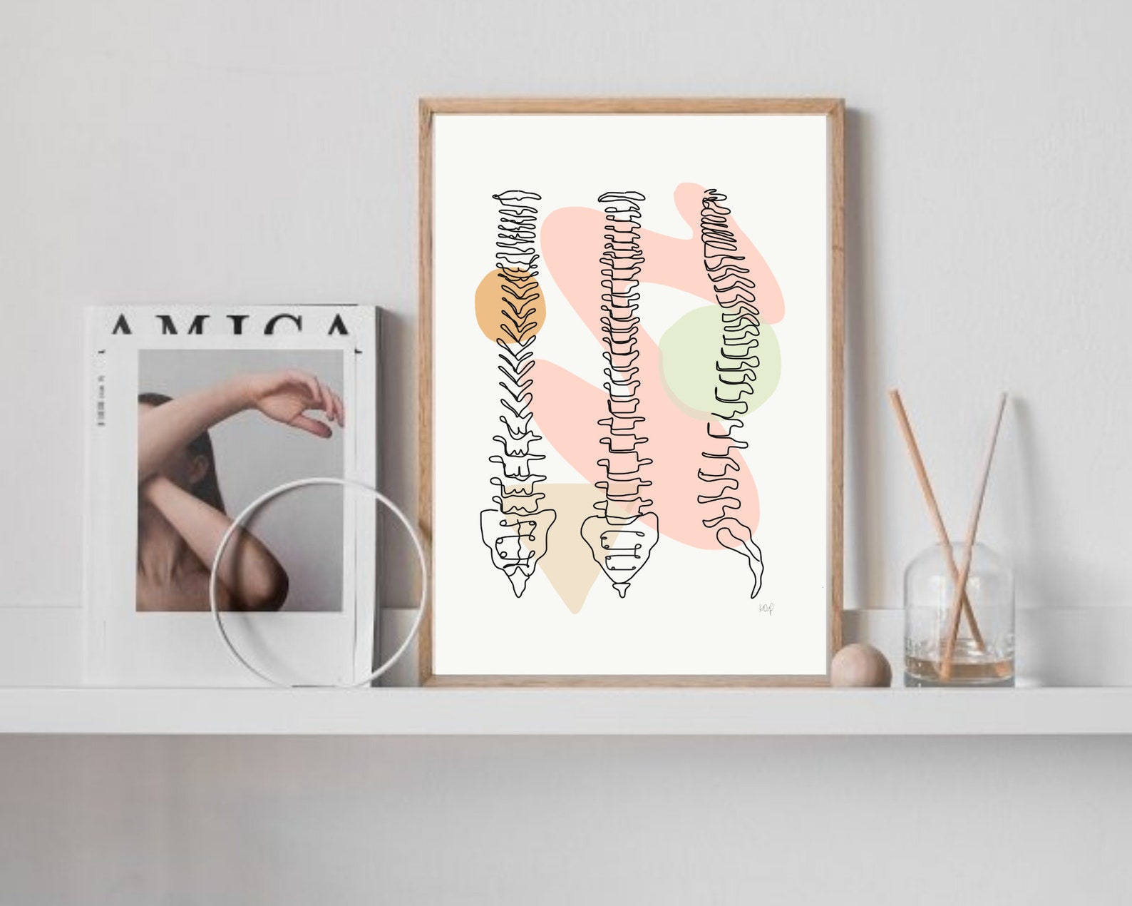 Spine Views 3 | Anatomy Prints Drawing Minimal Abstract Line Art Spinal ...