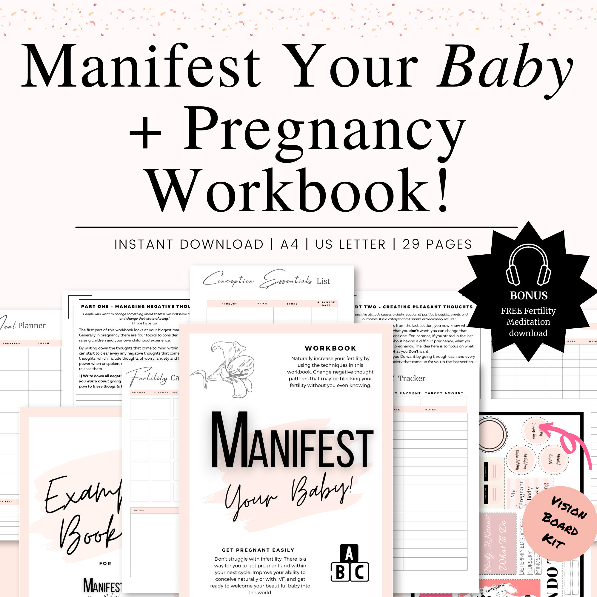 Law of Attraction Fertility Planner Manifest Pregnancy, Infertile Gift ...