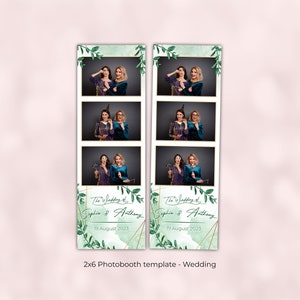 2x6 Wedding Photo Booth Template, Green Nature Wedding Photobooth Overlay, 2x6 Photo Strips ...