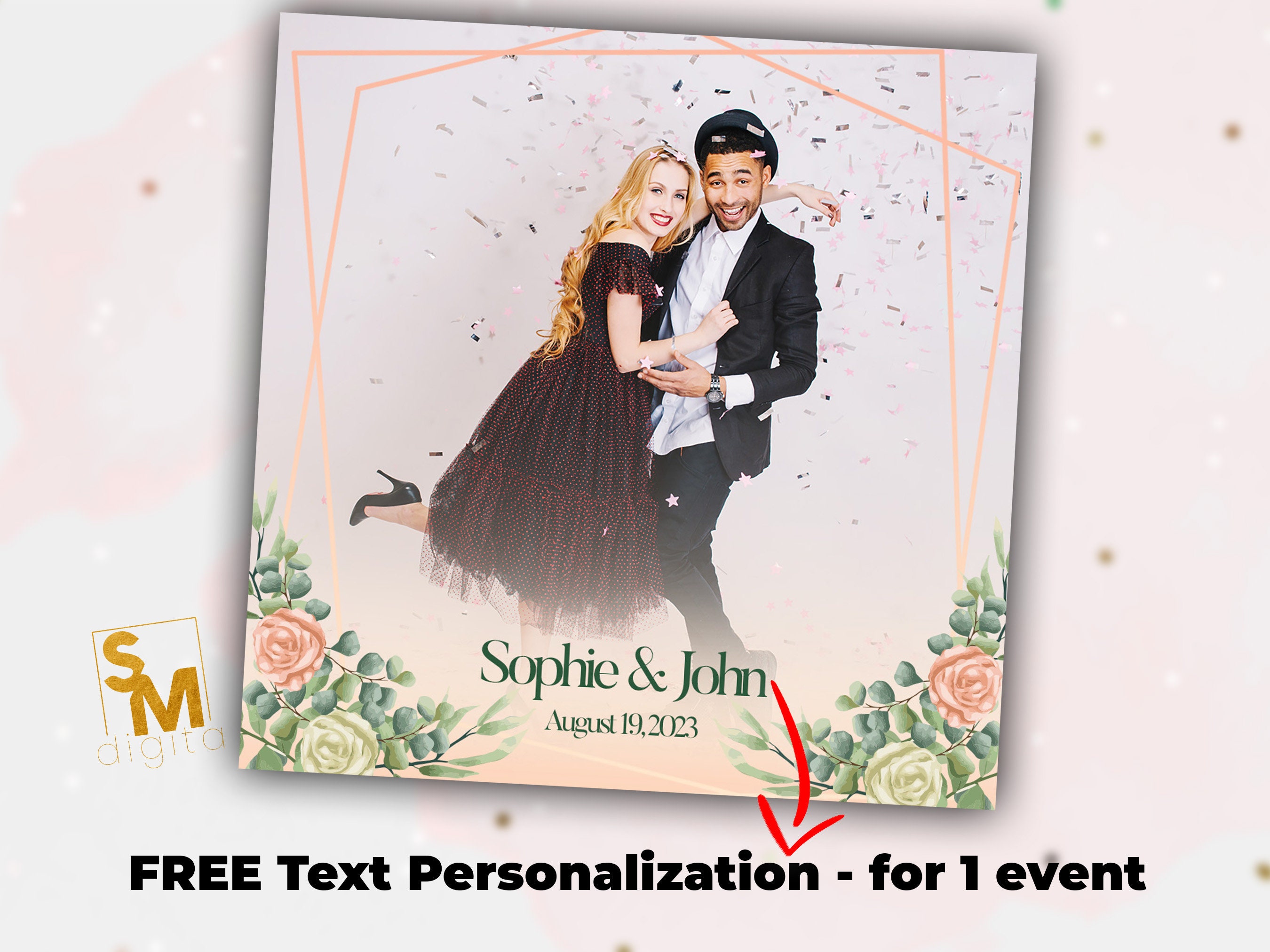 360 Photo Booth Wedding Overlay, Floral 360 Video Booth Overlay Wedding ...