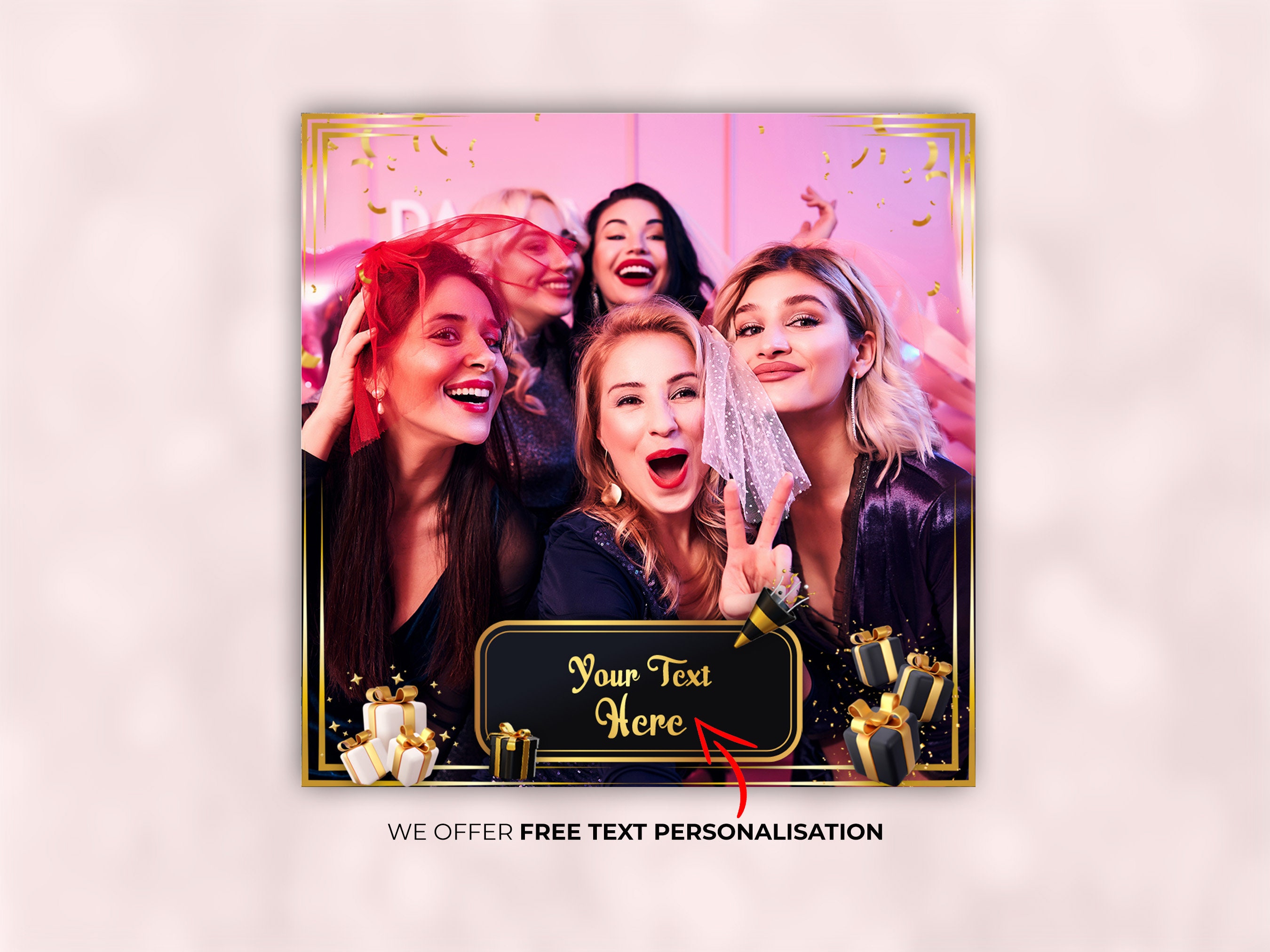 Birthday 360 Photo Booth Overlay, Black Gold 360 Video Booth Frame, 360 ...