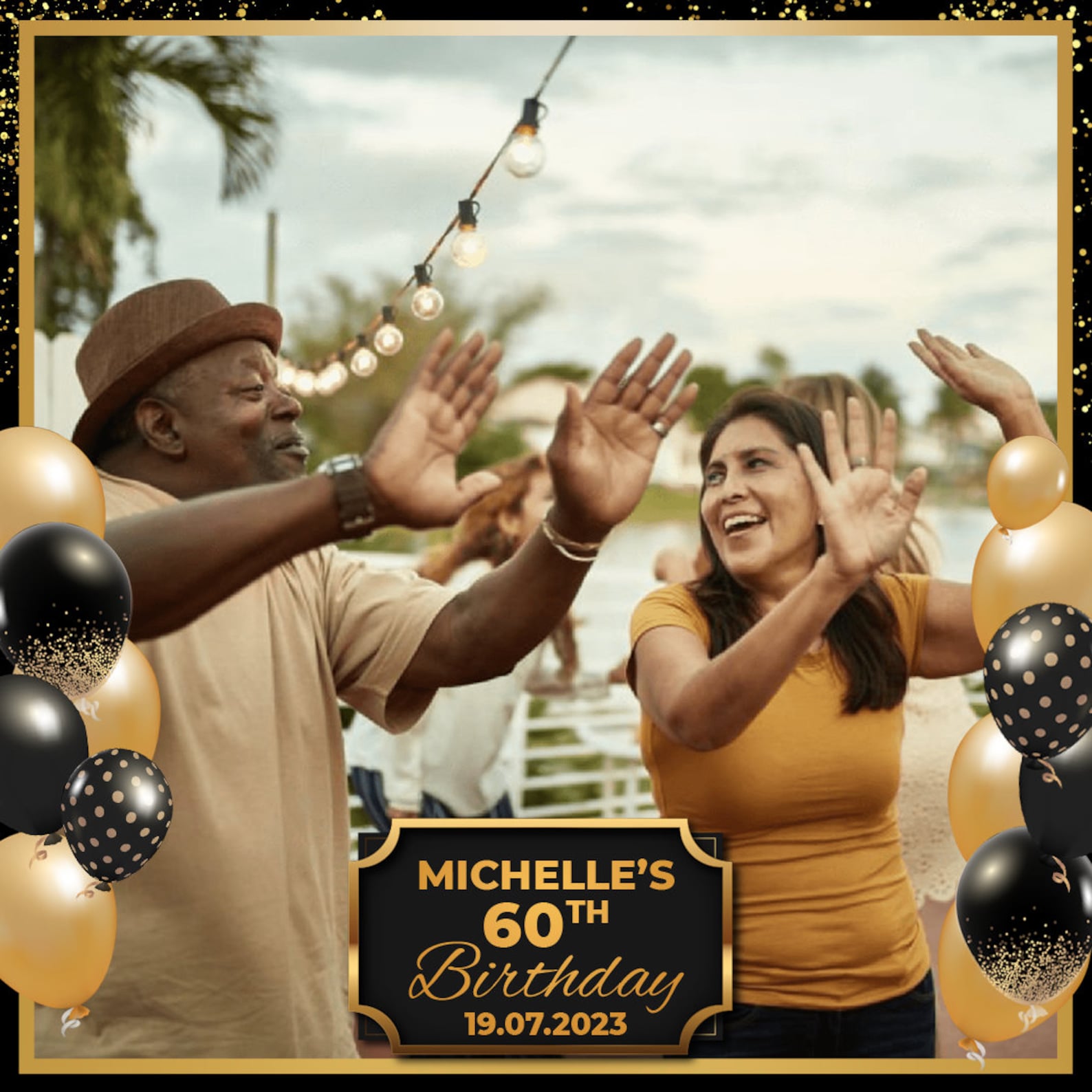 40th 50th 60th 70th Birthday 360 Photo Booth Overlay - Black and Gold ...