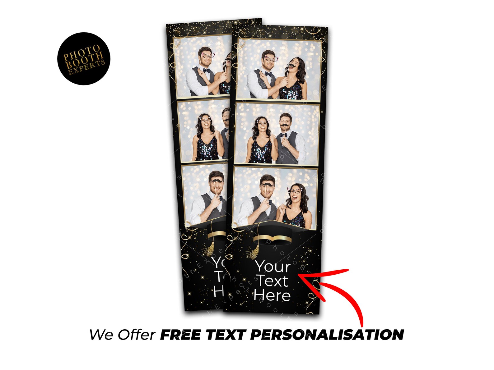 Graduation Photo Booth Template Black & Gold Photo Booth Template for ...