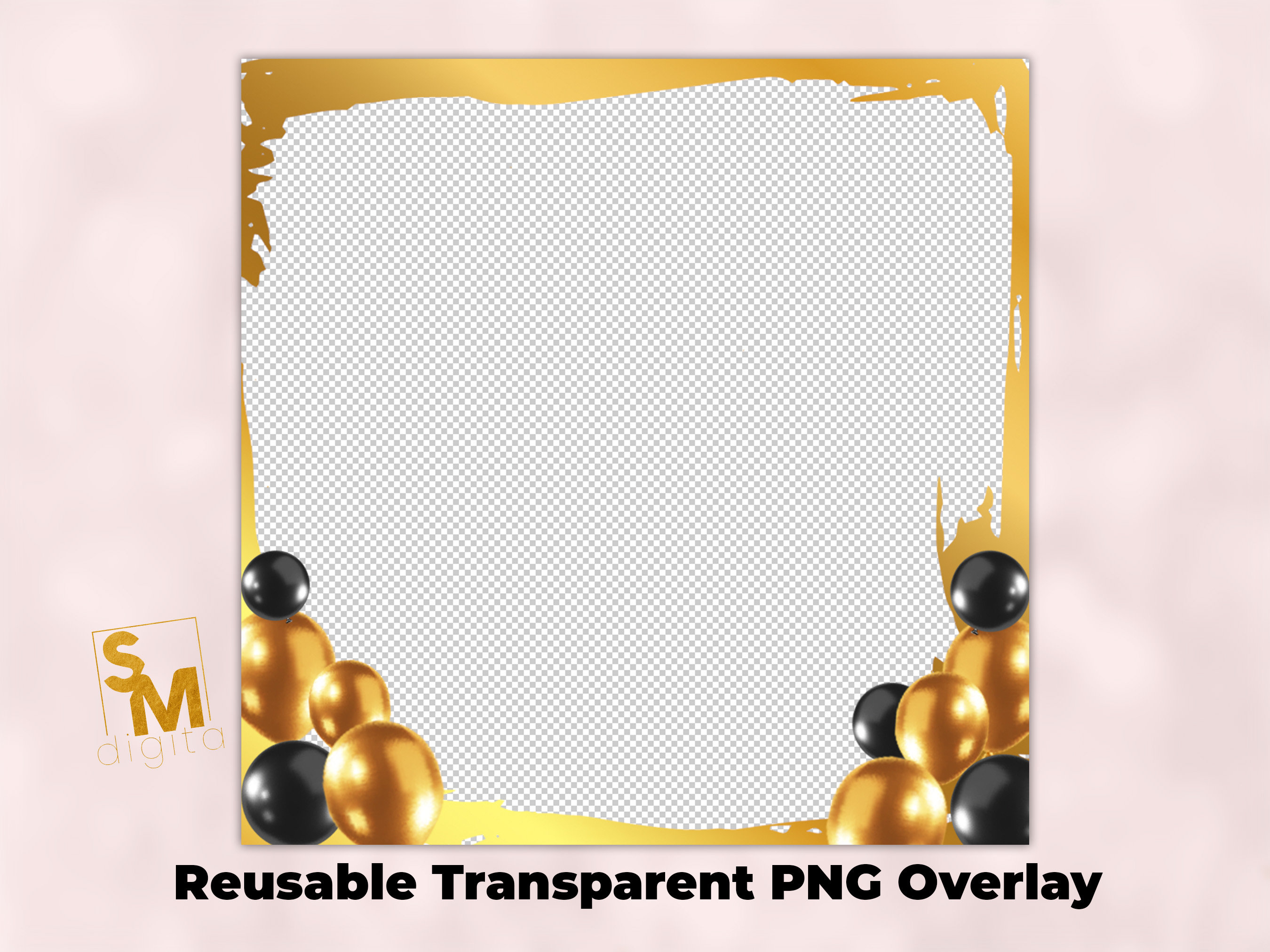 Black & Gold Birthday 360 Photo Booth Overlay (PSD File) - Etsy