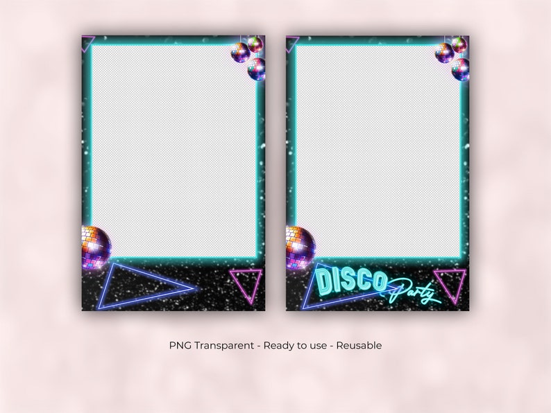 Disco Neon Photo Booth Template: 4x6 Overlay (digital Download) - Etsy
