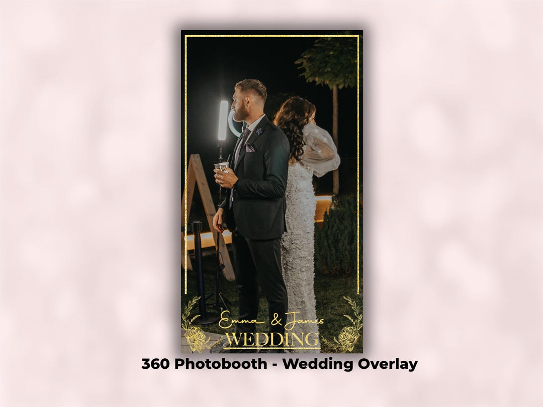 360 Photo Booth Overlay for Wedding - Gold 360 Spinner Booth Template ...