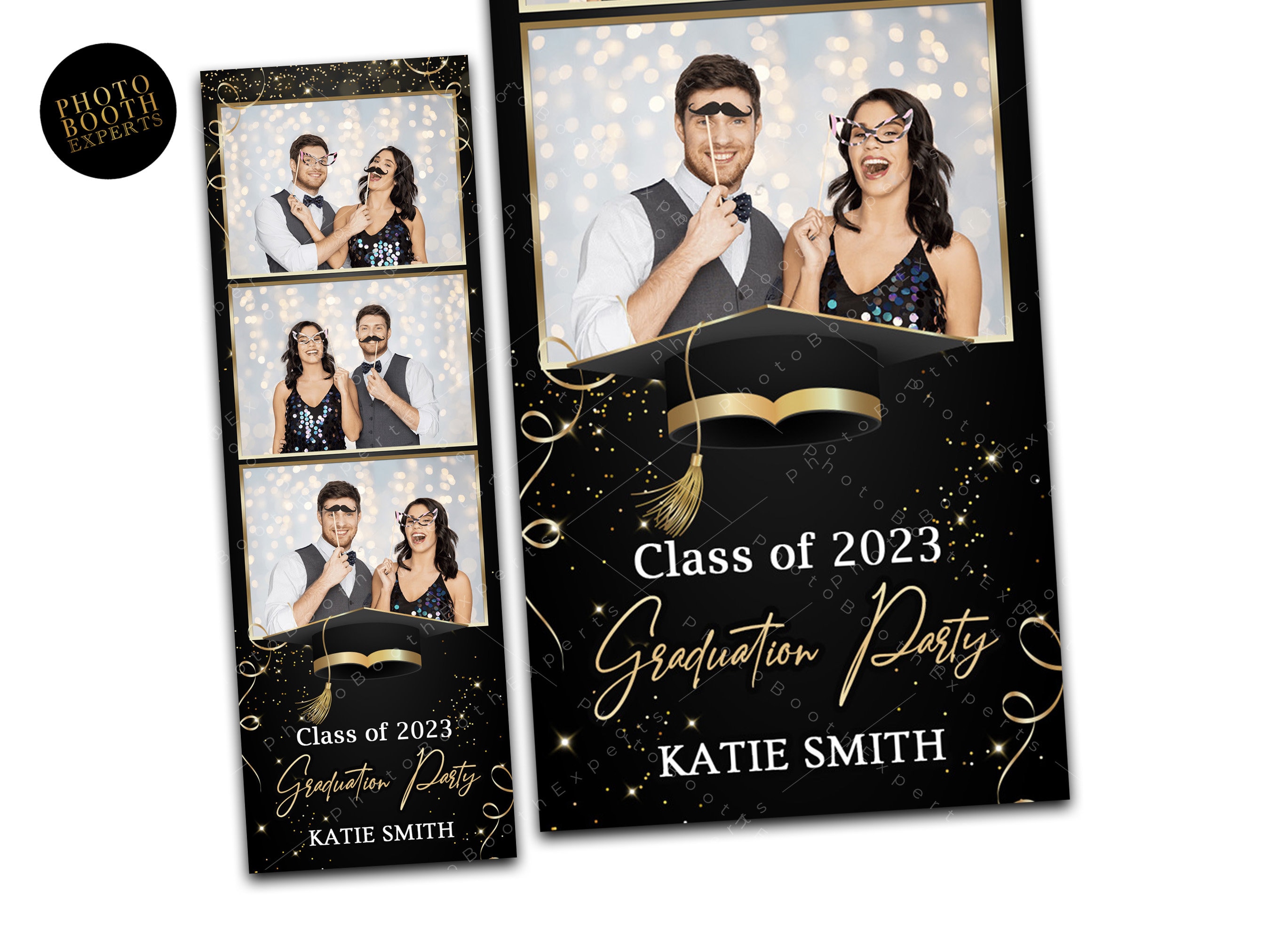 Graduation Photo Booth Template Black & Gold Photo Booth Template for ...
