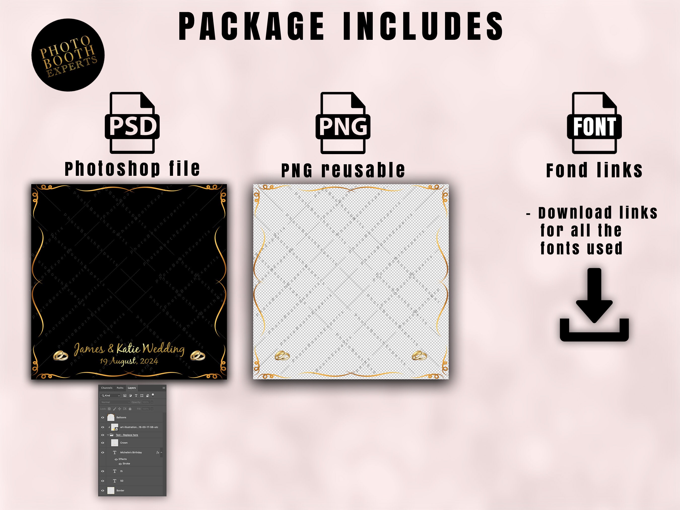 360 Photo Booth Overlay Wedding Golden Frame, Gold 360 Spinner Booth ...