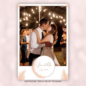 4x6 Boho Weeding Photo Booth Template, 4x6 Pampas Grass Photo Booth ...