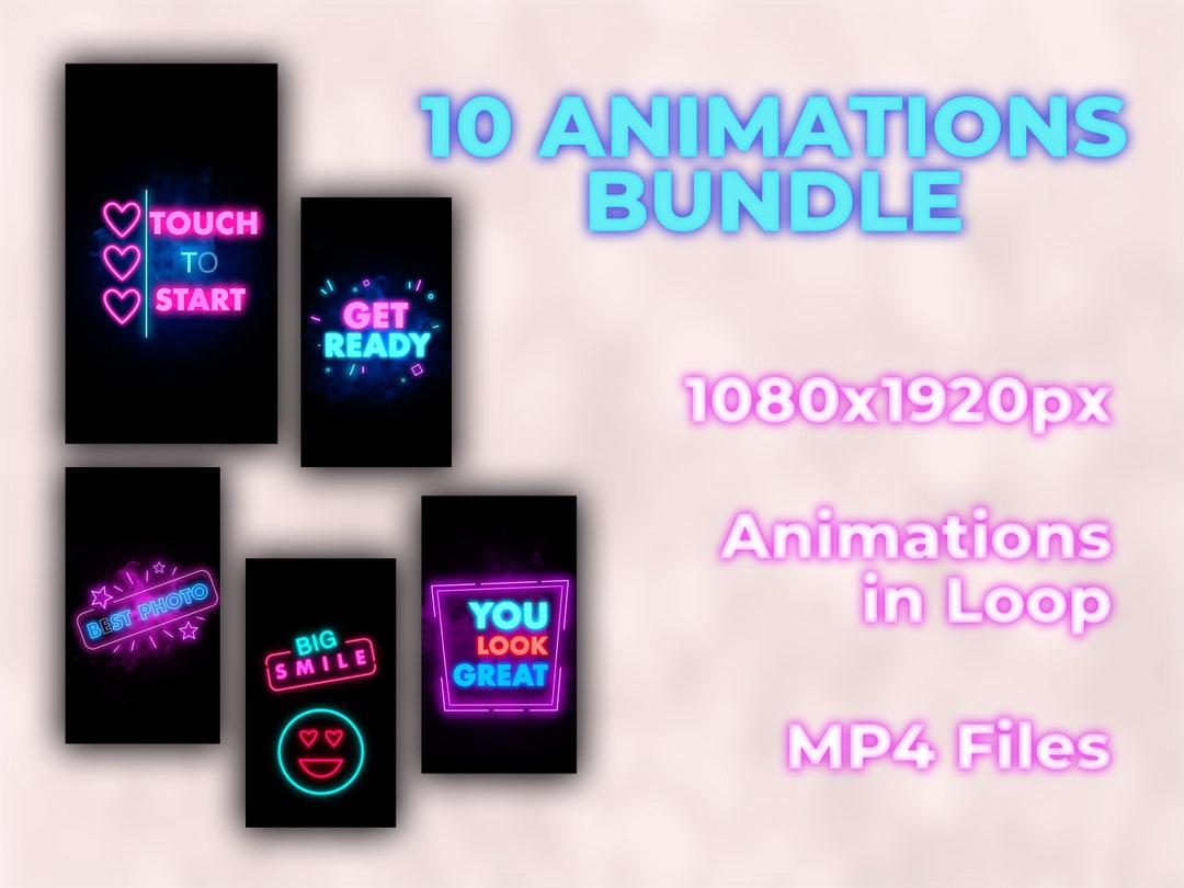 Neon Mirror Booth Animations Bundle: Touch to Start Screens (MP4 ...