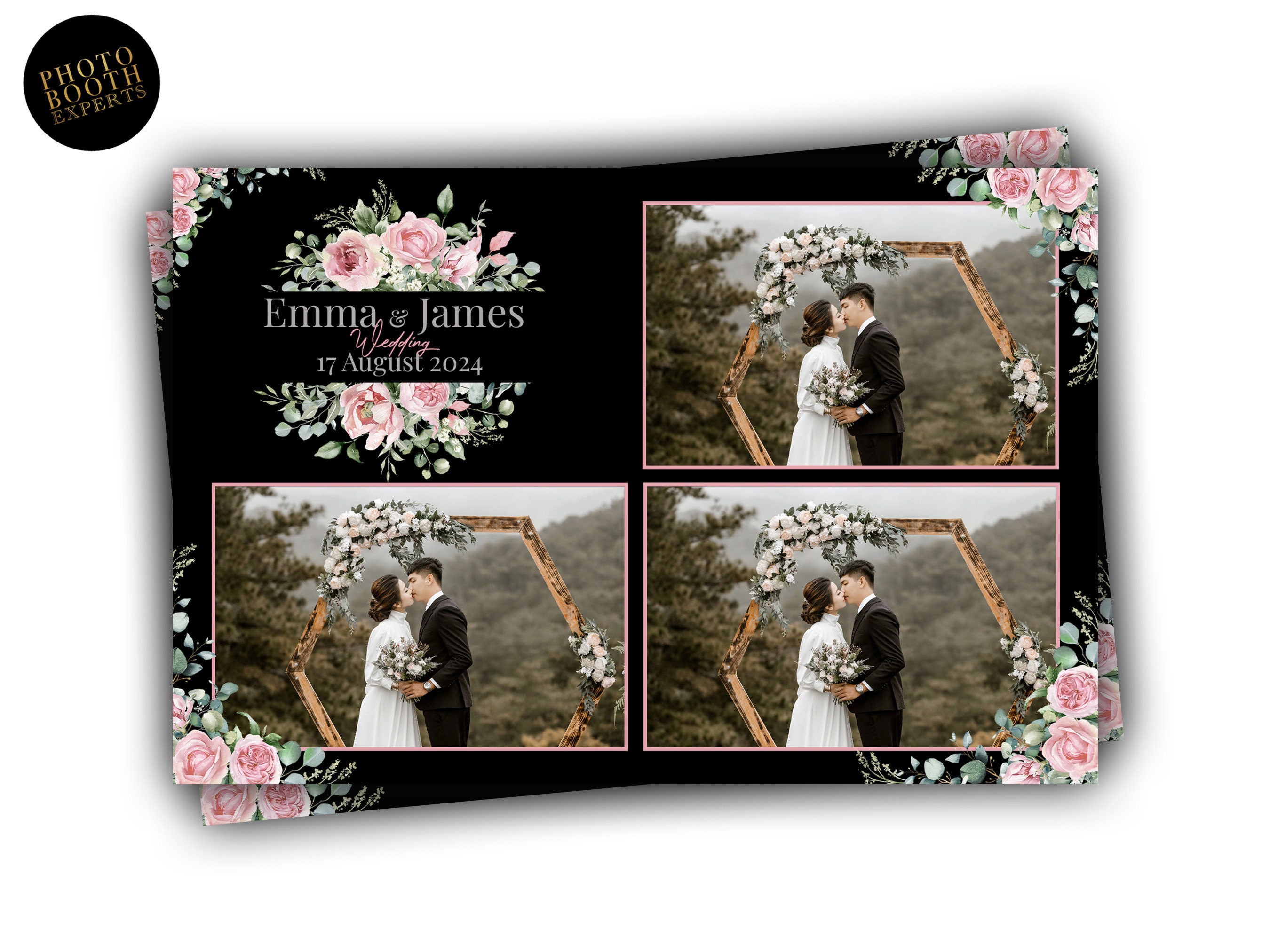 4x6 Photo Booth Template Wedding, Floral Wedding Photobooth Template ...