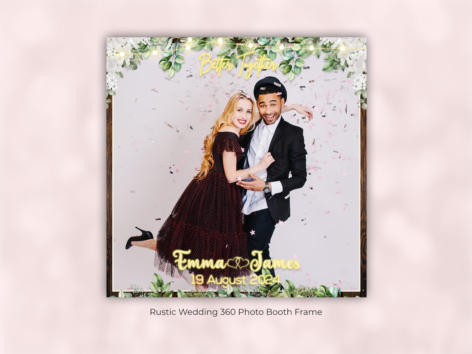 Rustic 360 Photo Booth Overlay Wedding, Flowers 360 Video Booth Frame ...