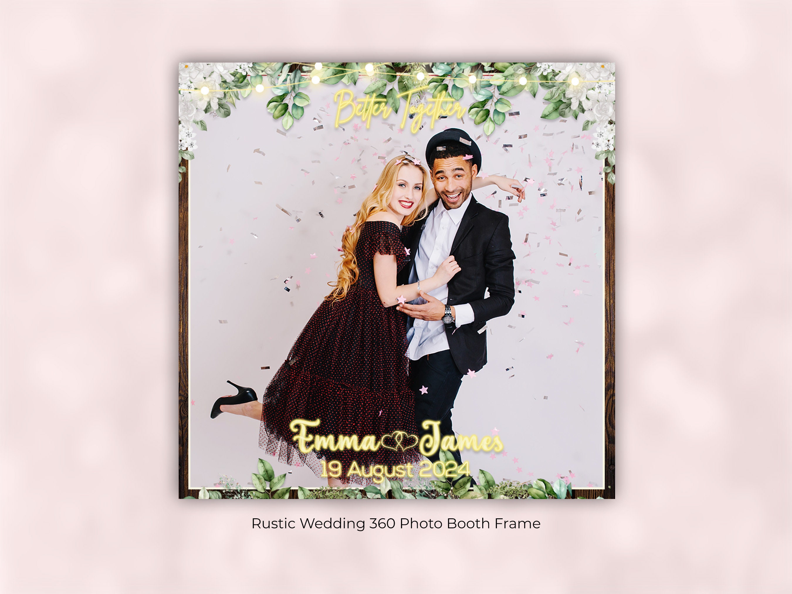 Rustic 360 Photo Booth Overlay Wedding, Flowers 360 Video Booth Frame ...