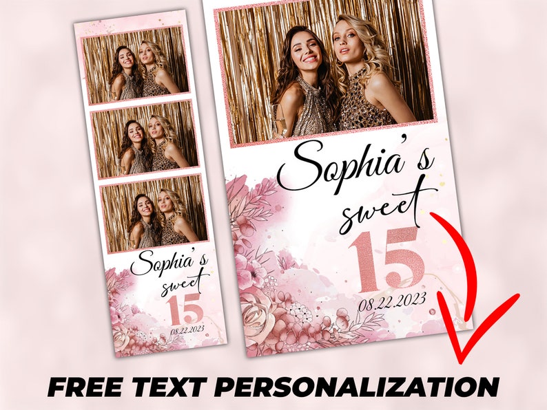 Sweet 16 Photo Booth Template|pink Rose Gold Sweet Sixteen Photobooth ...