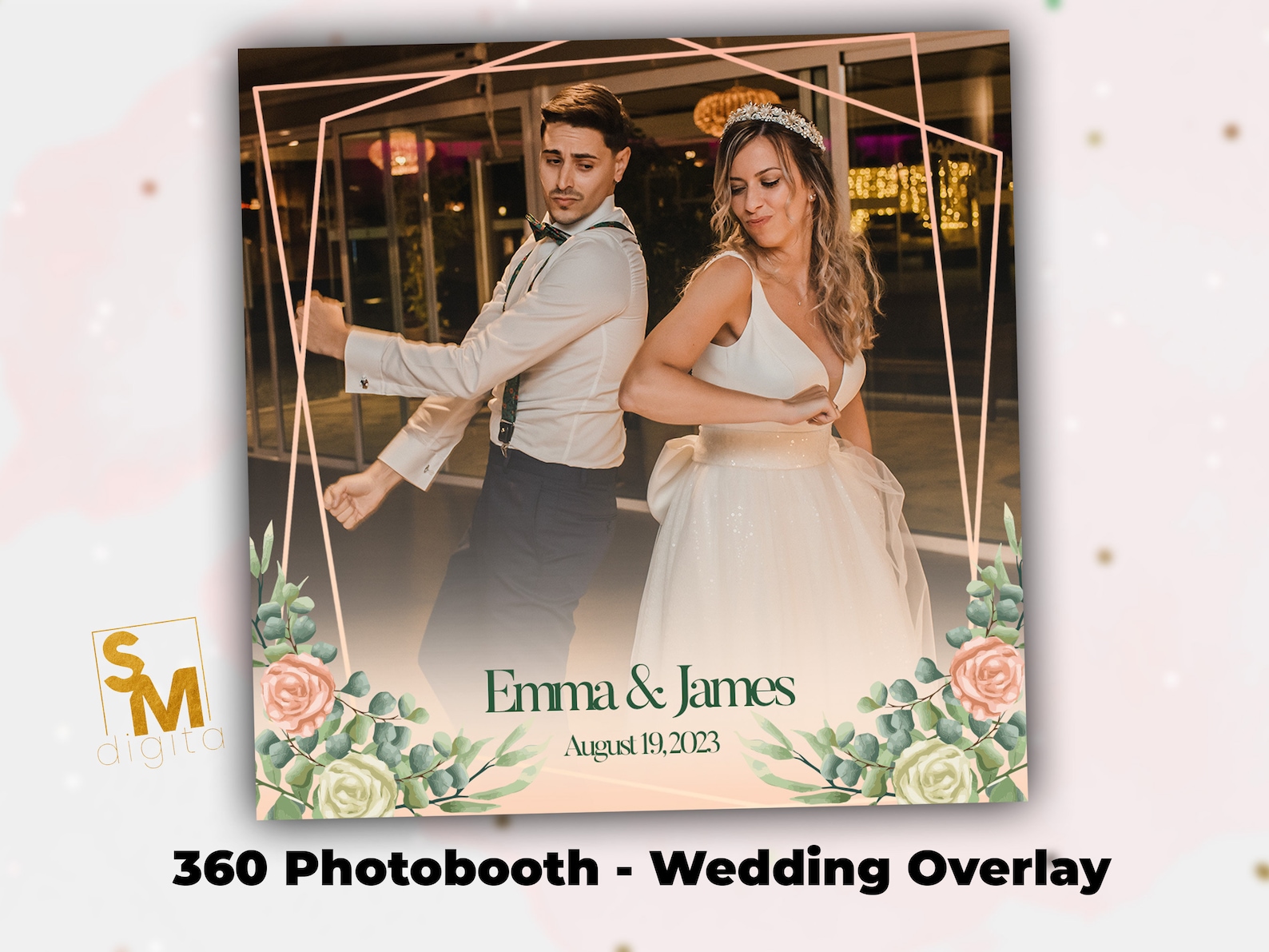 360 Photo Booth Wedding Overlay, Floral 360 Video Booth Overlay Wedding ...