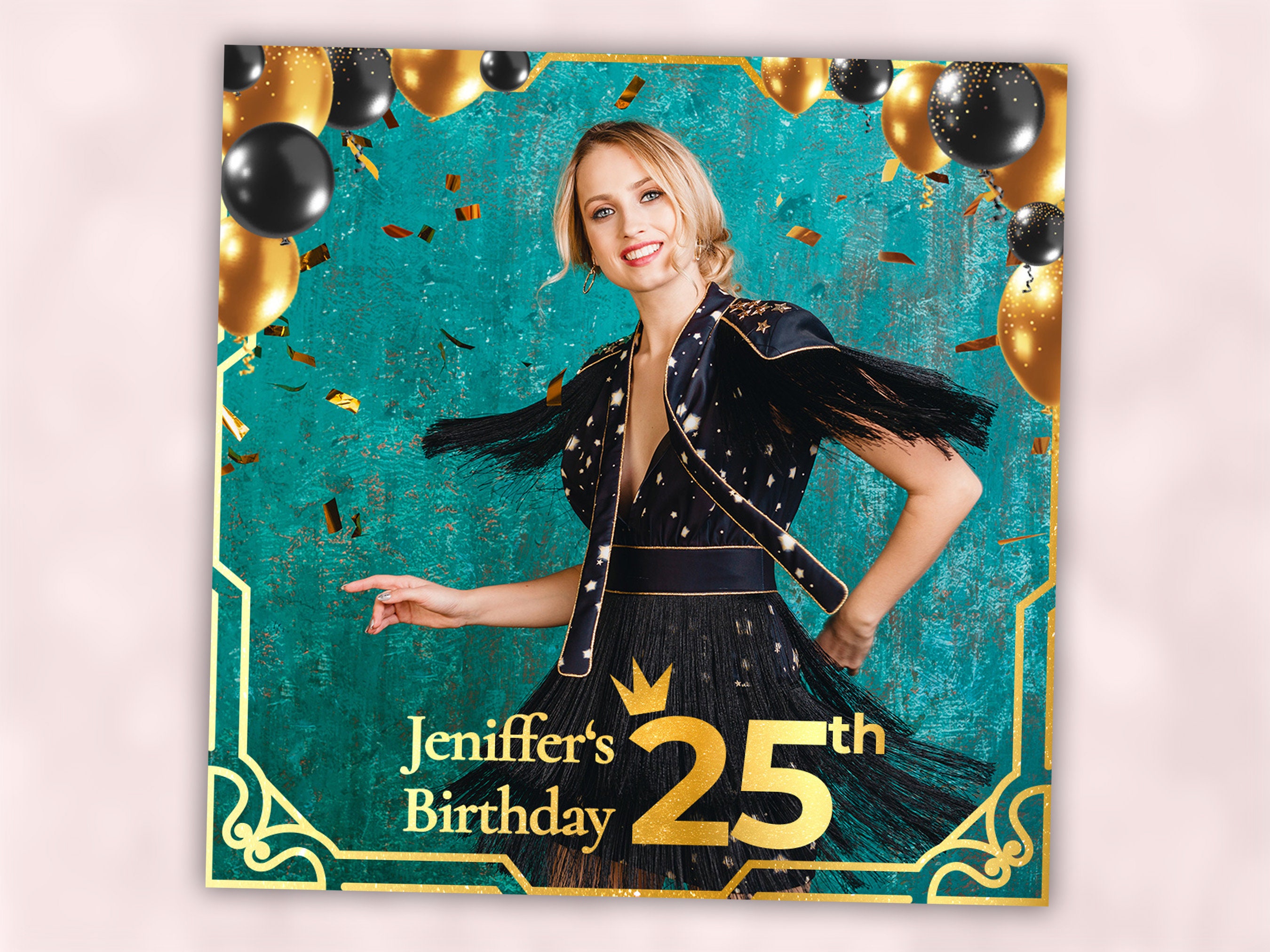 360 Photo Booth Overlay Birthday 360 Spin Photo Booth Black & Gold ...