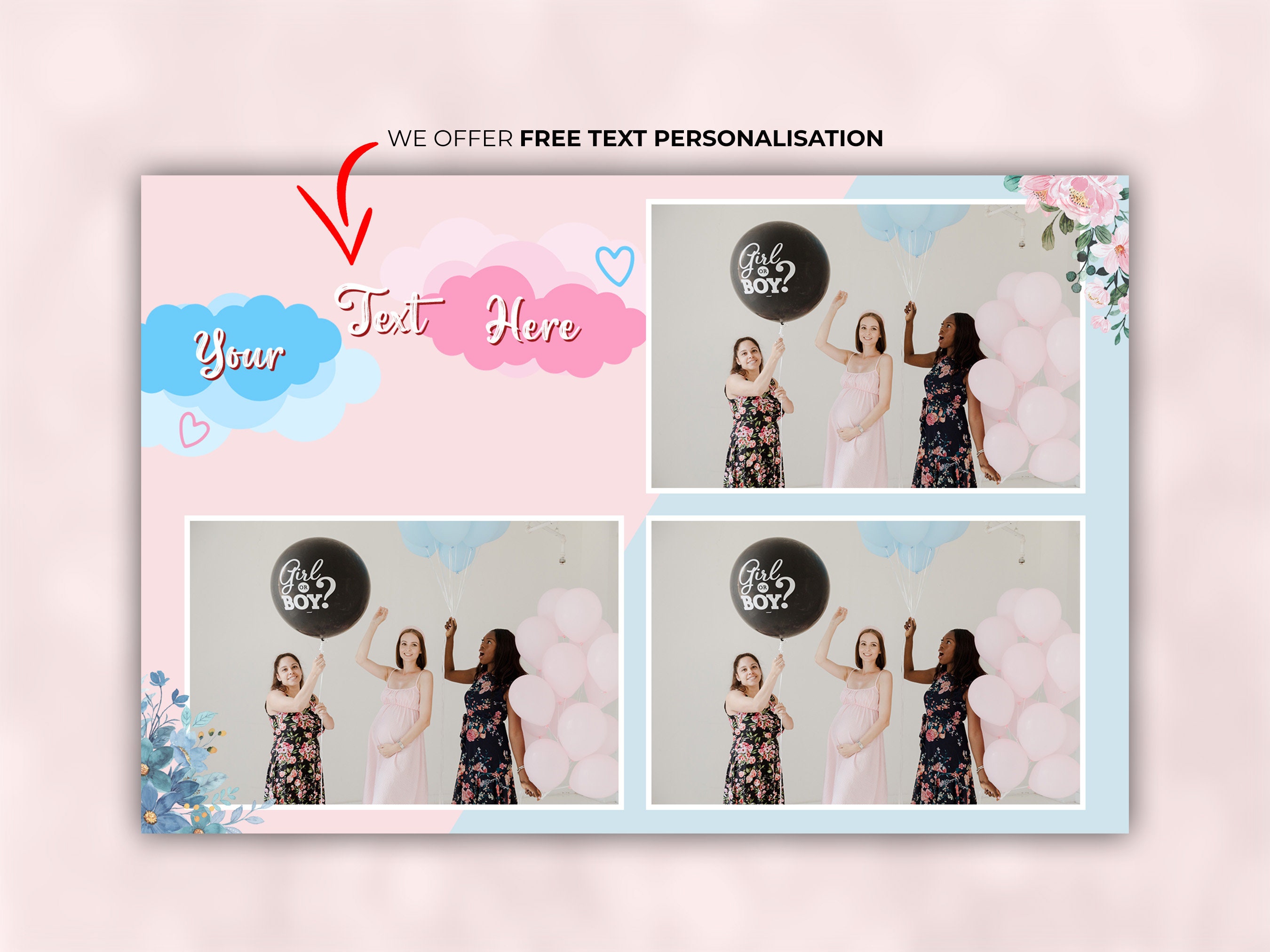 Gender Reveal Photo Booth Template, 4x6 Boy or Girl Photobooth Frame ...