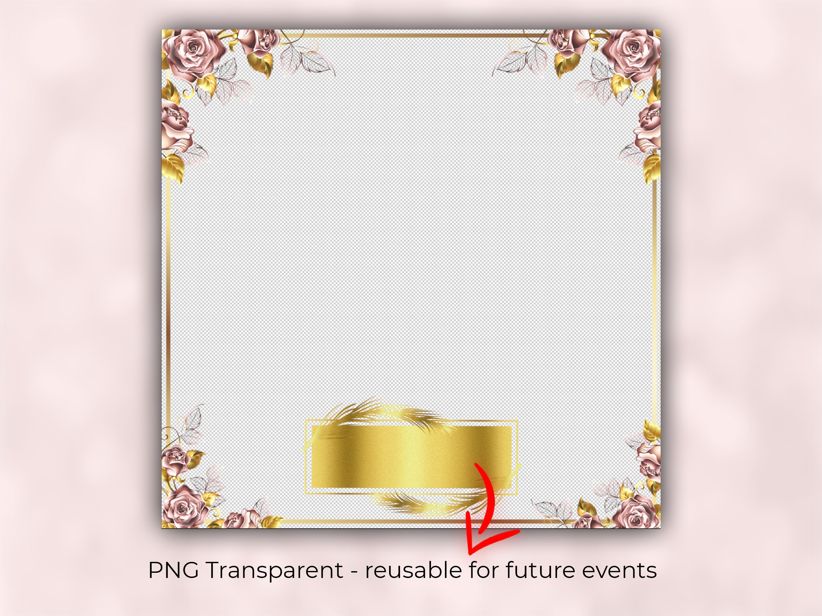 360 Photo Booth Overlay Wedding, 360 Video Booth Wedding Template, Gold ...