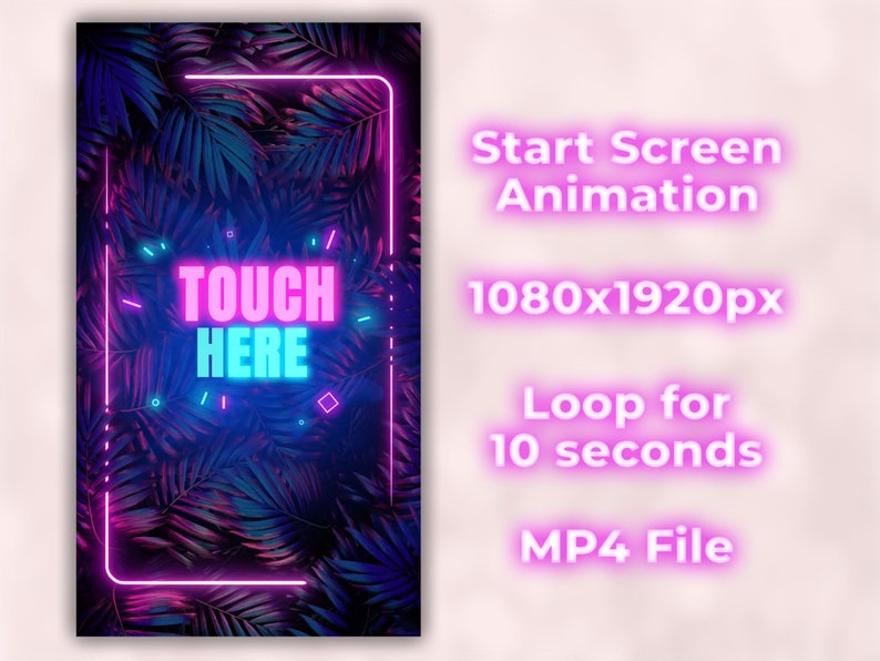 Tap to Start Animation Mirror Booth - Neon Start Screen for Mirror ...