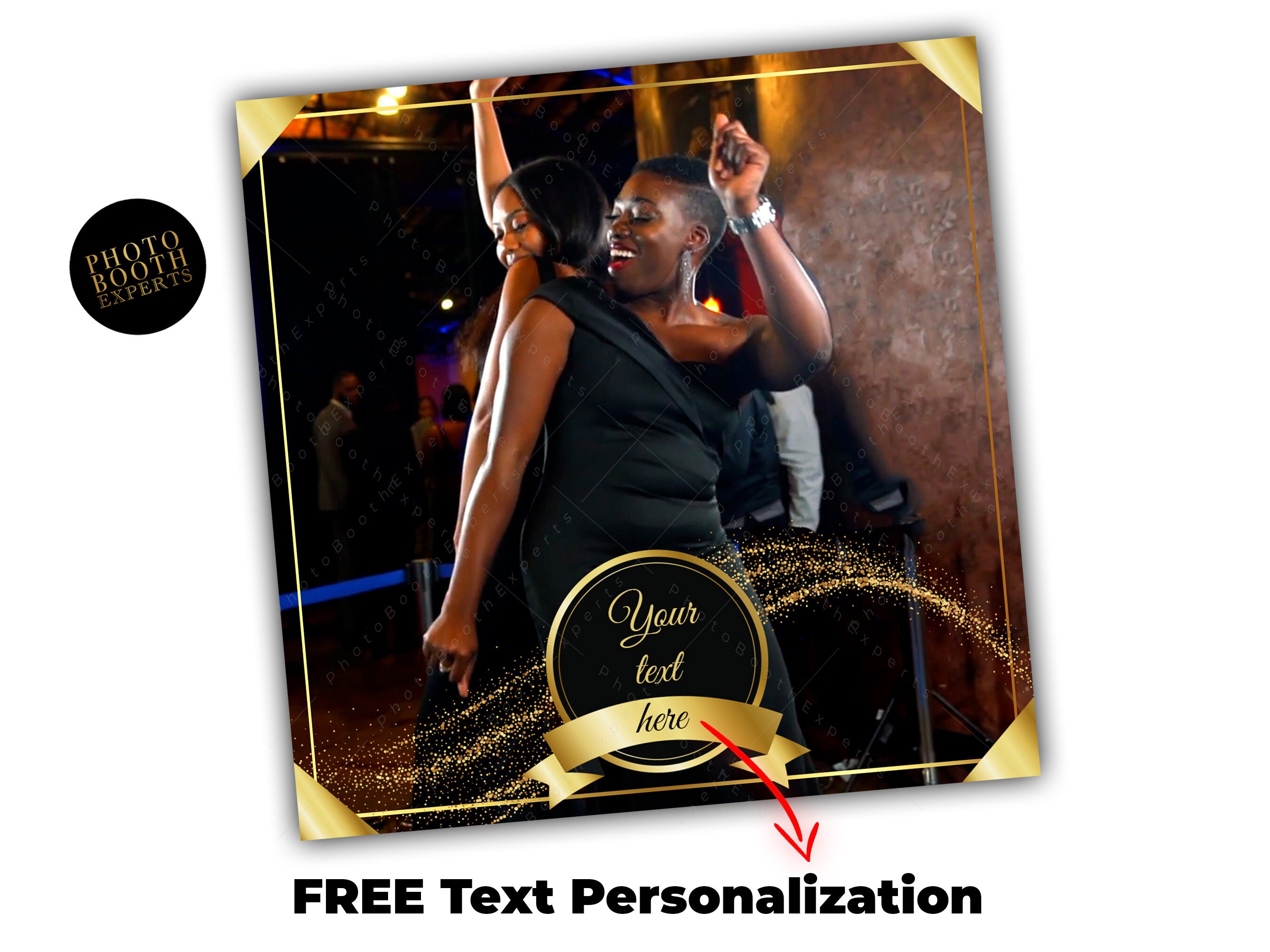 Birthday 360 Photo Booth Overlay: Black & Gold Anniversary Design ...