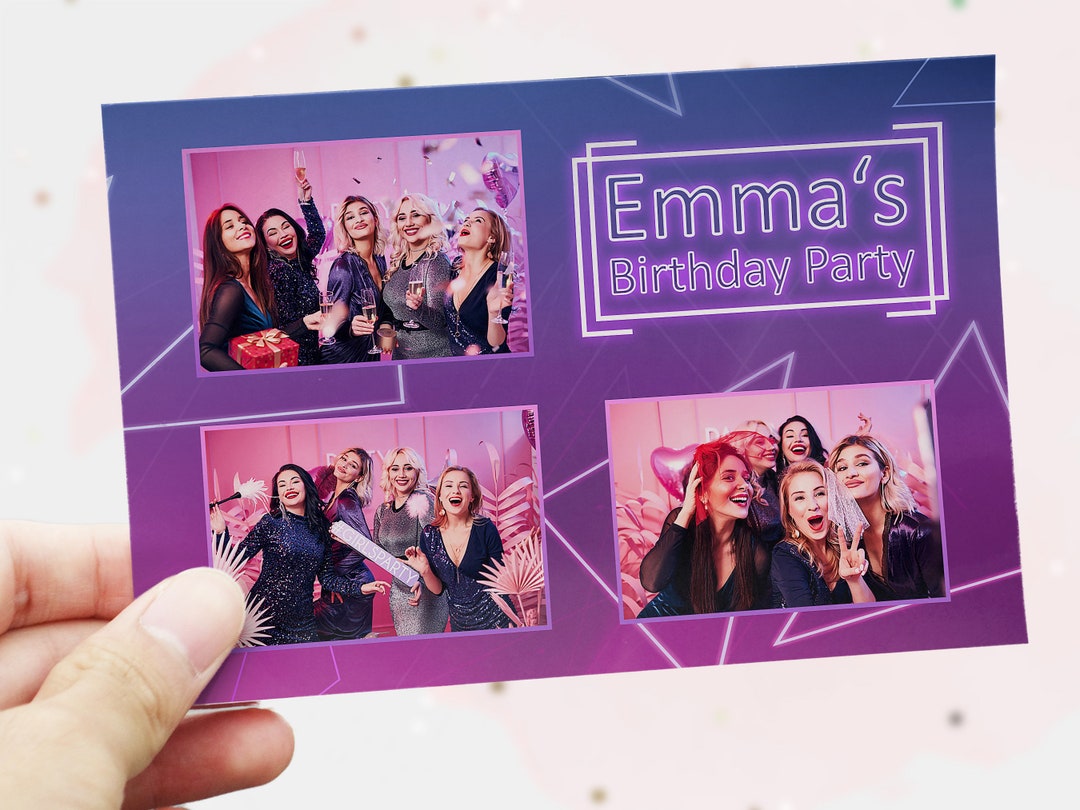 4x6 Neon Birthday Photo Booth Template, Anniversary Photo Booth ...