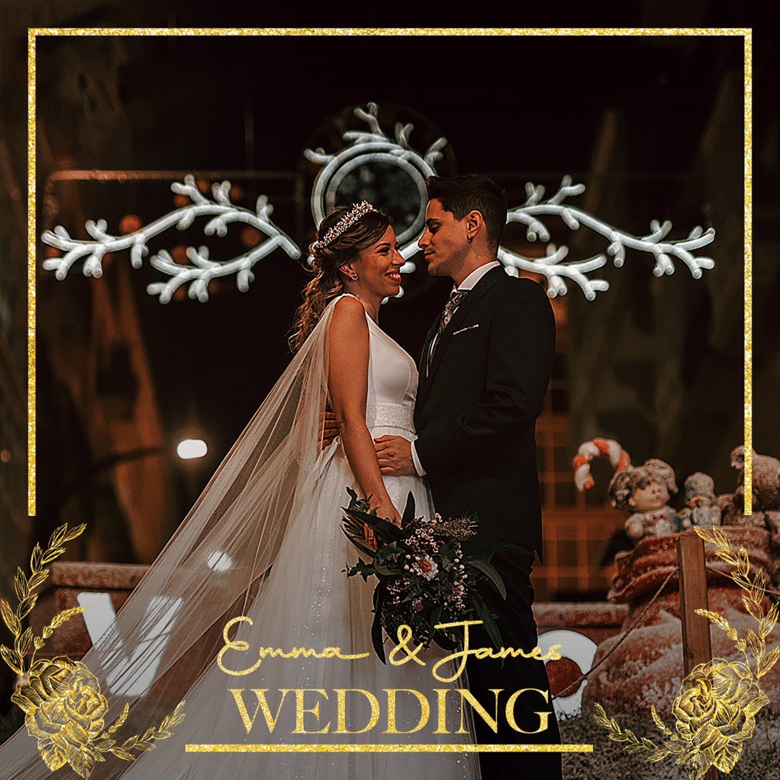 360 Photo Booth Overlay for Wedding - Gold 360 Spinner Booth Template ...