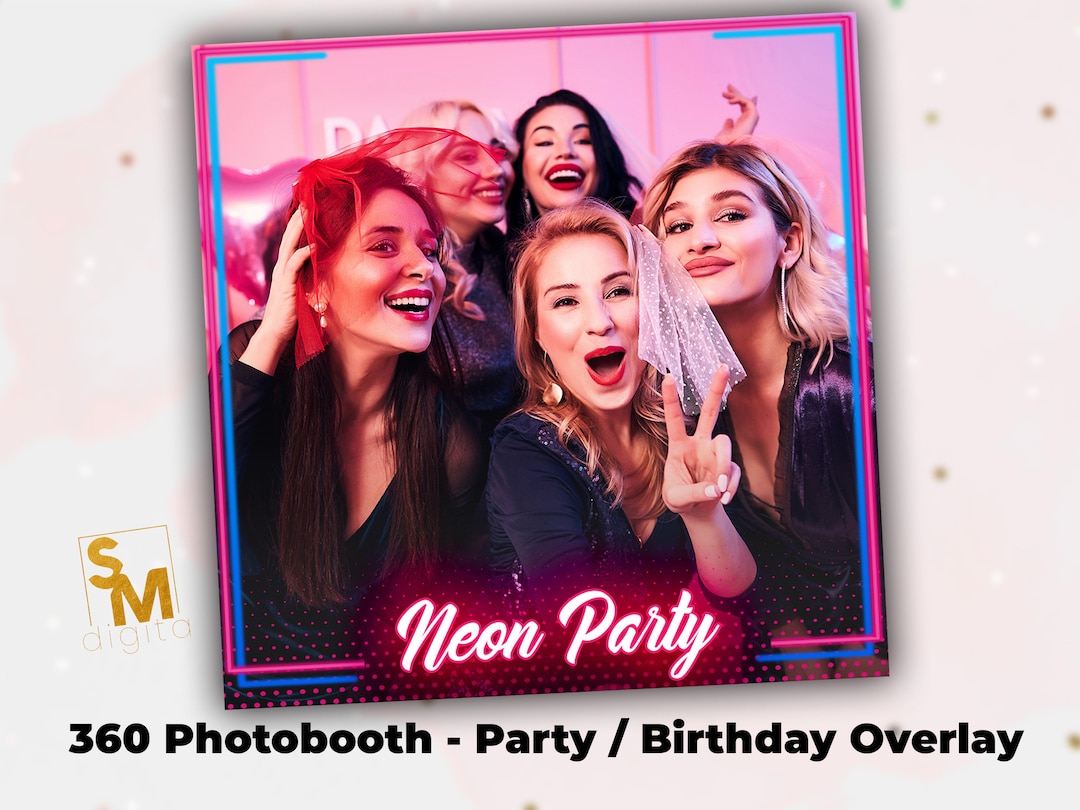 Neon 360 Spinner Overlay - 360 Photo Booth Neon Party Template - 360 ...