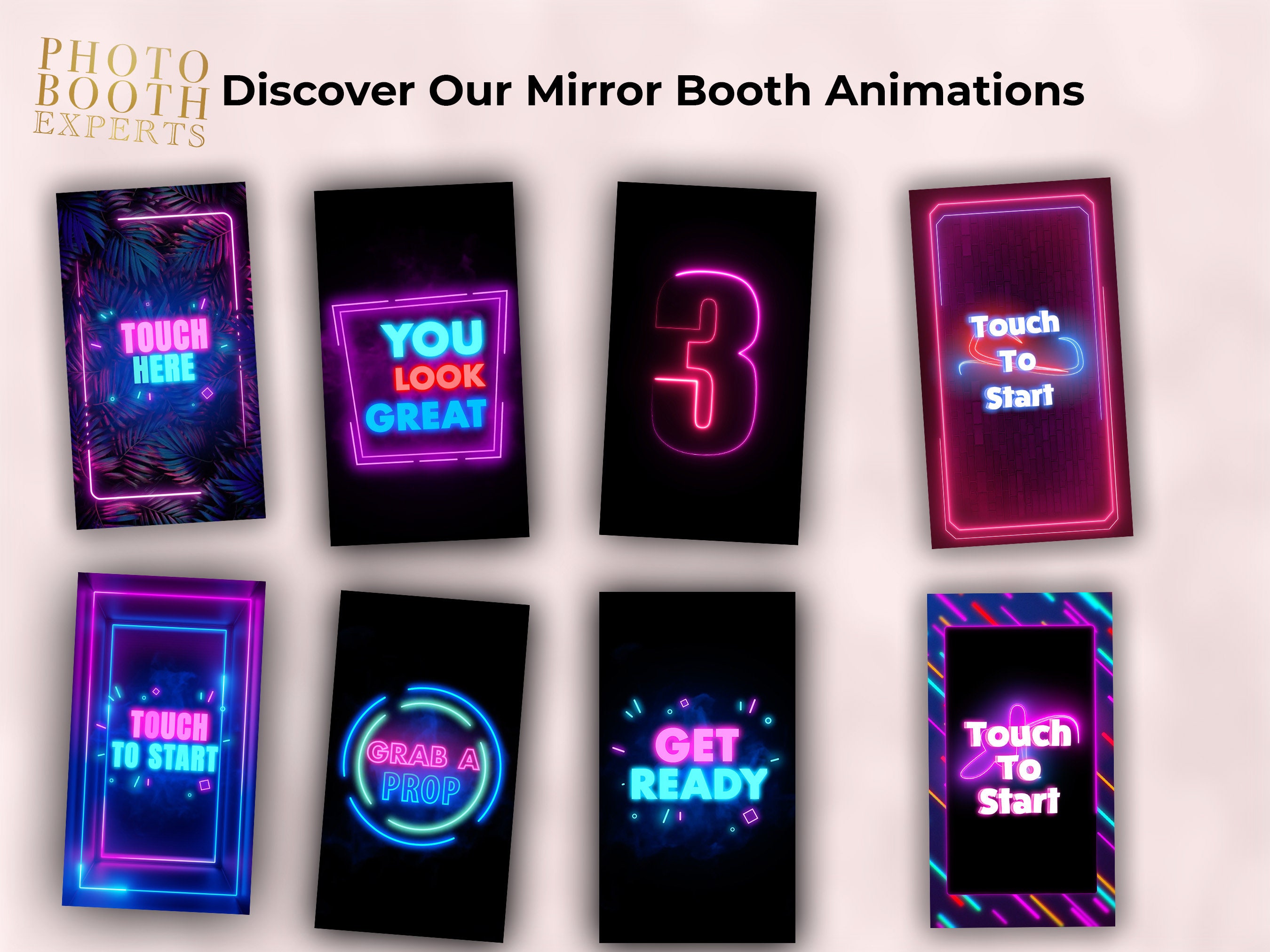 Tap to Start Animation Mirror Booth - Neon Start Screen for Mirror ...