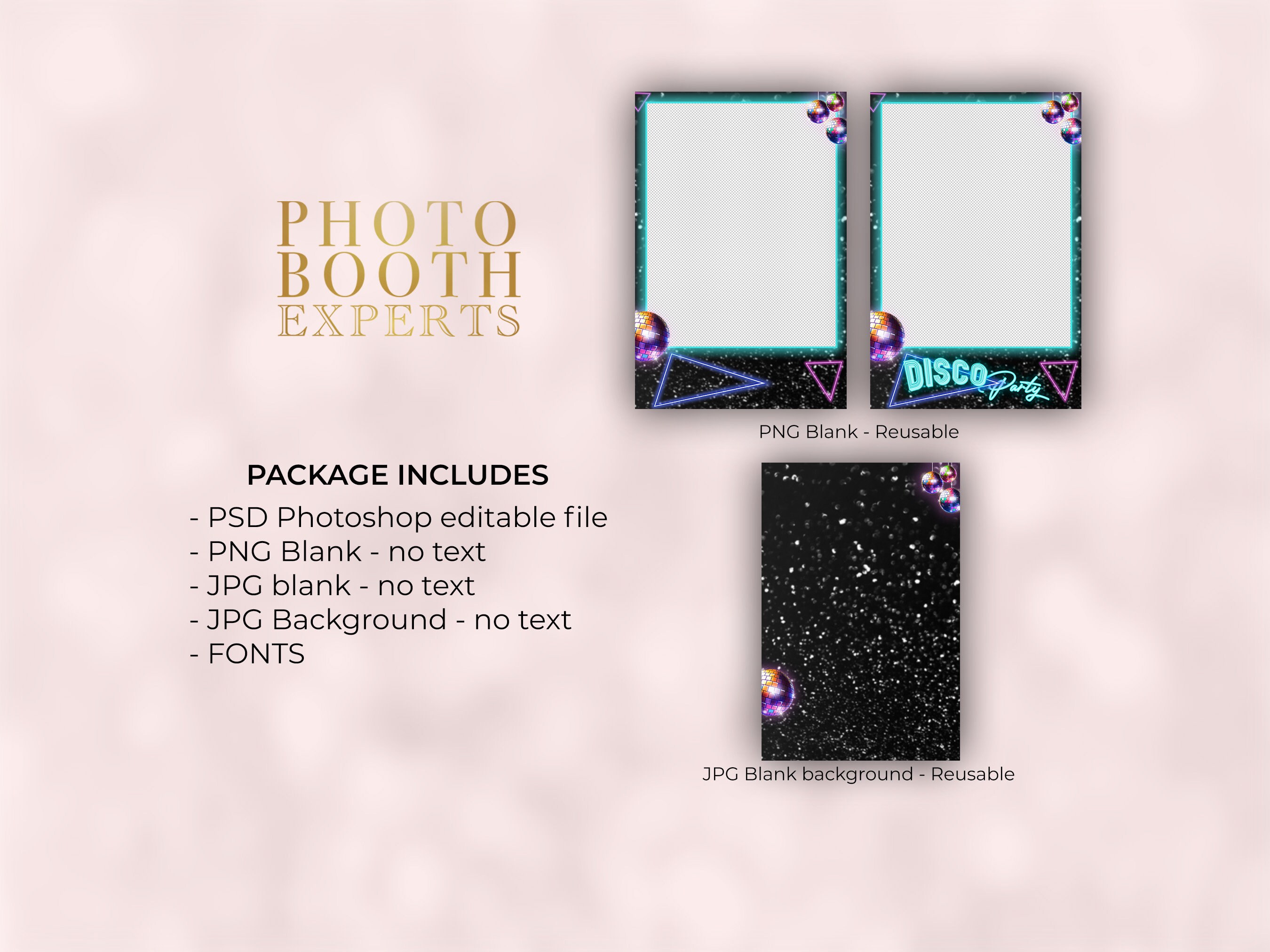 Disco Neon Photo Booth Template: 4x6 Overlay (digital Download) - Etsy