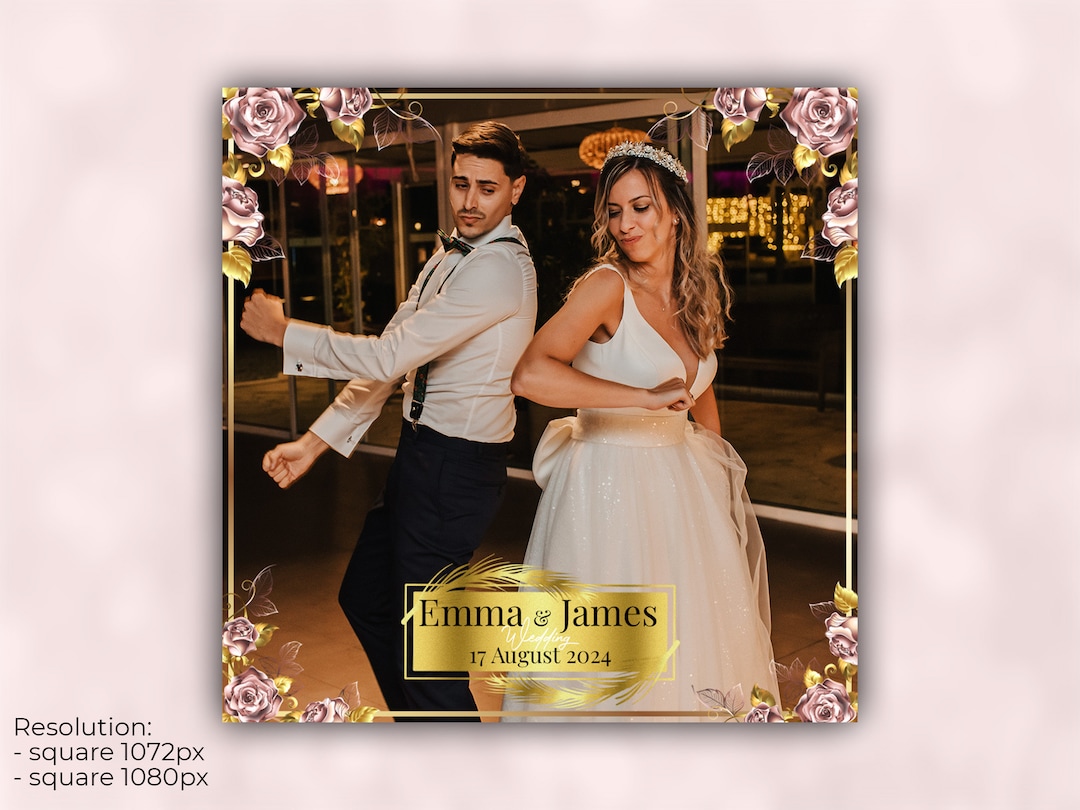 360 Photo Booth Overlay Wedding, 360 Video Booth Wedding Template, Gold ...