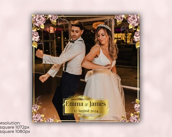 Wedding Party 360 Photo Booth Overlay Gold Frame 360 Photobooth ...