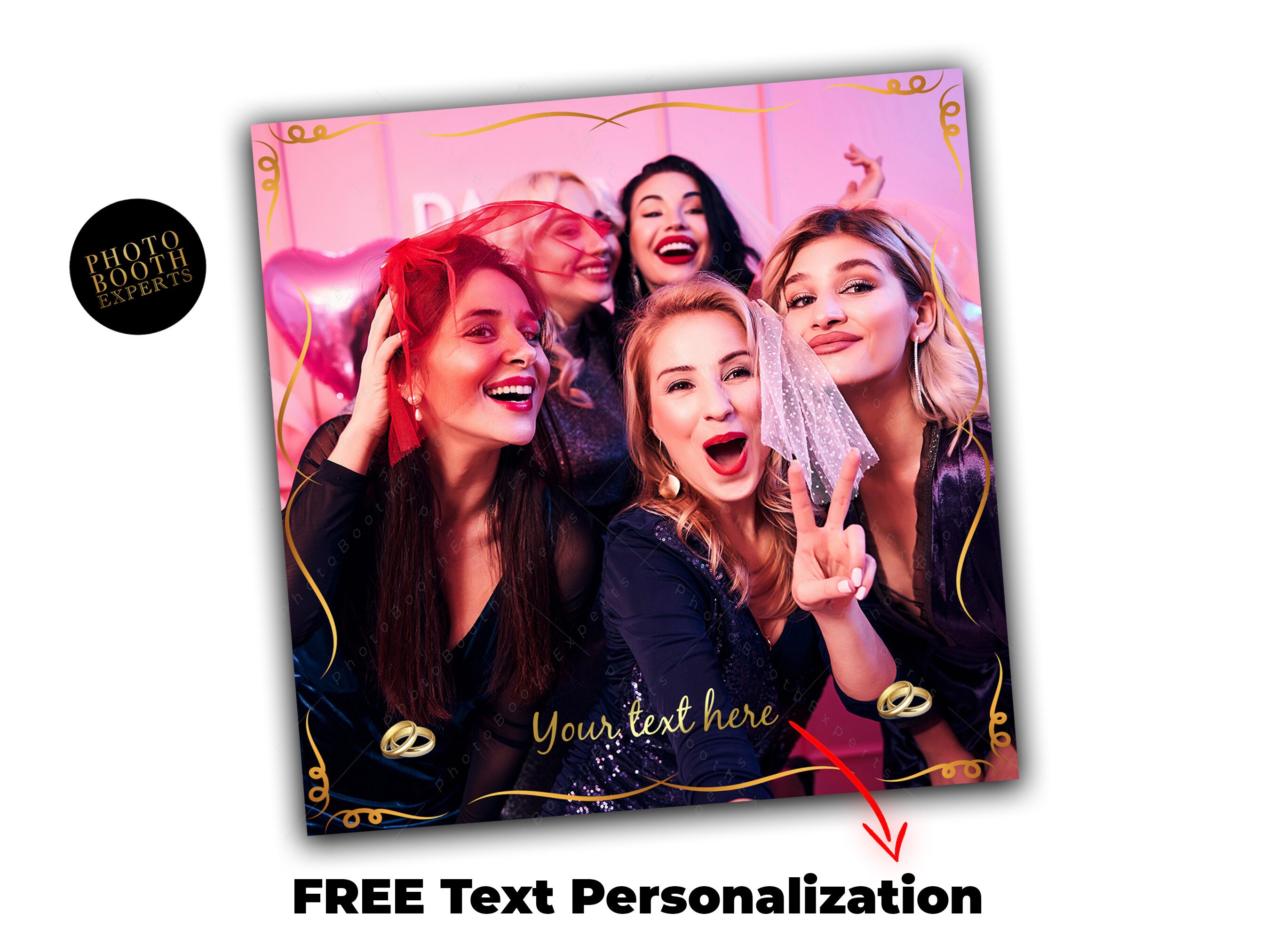360 Photo Booth Overlay Wedding Golden Frame, Gold 360 Spinner Booth ...