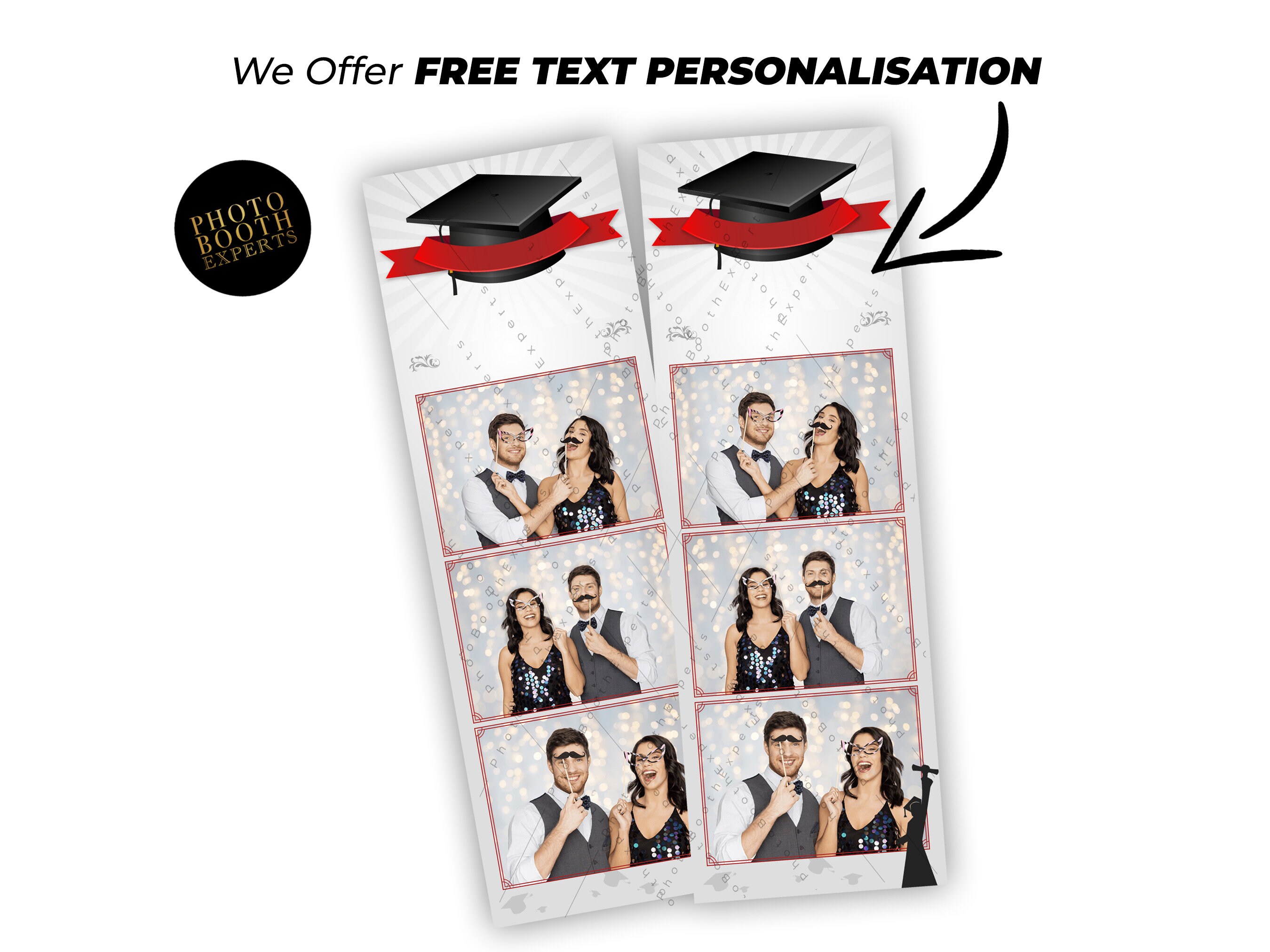 Silver & Red Graduation Photo Booth Tempalte 2x6 Photo Strips ...