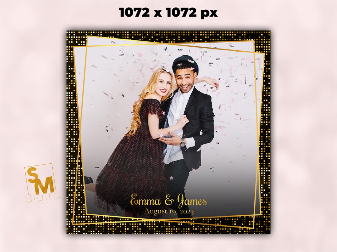 360 Photo Booth Overlay for Wedding - Golden Frame 360 Spinner Booth ...
