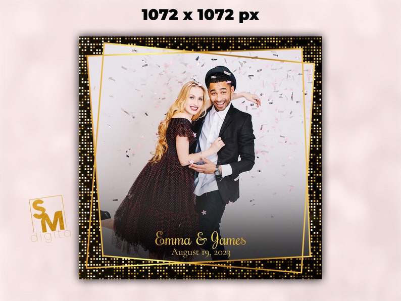 360 Photo Booth Overlay for Wedding Golden Frame 360 Spinner Booth for ...