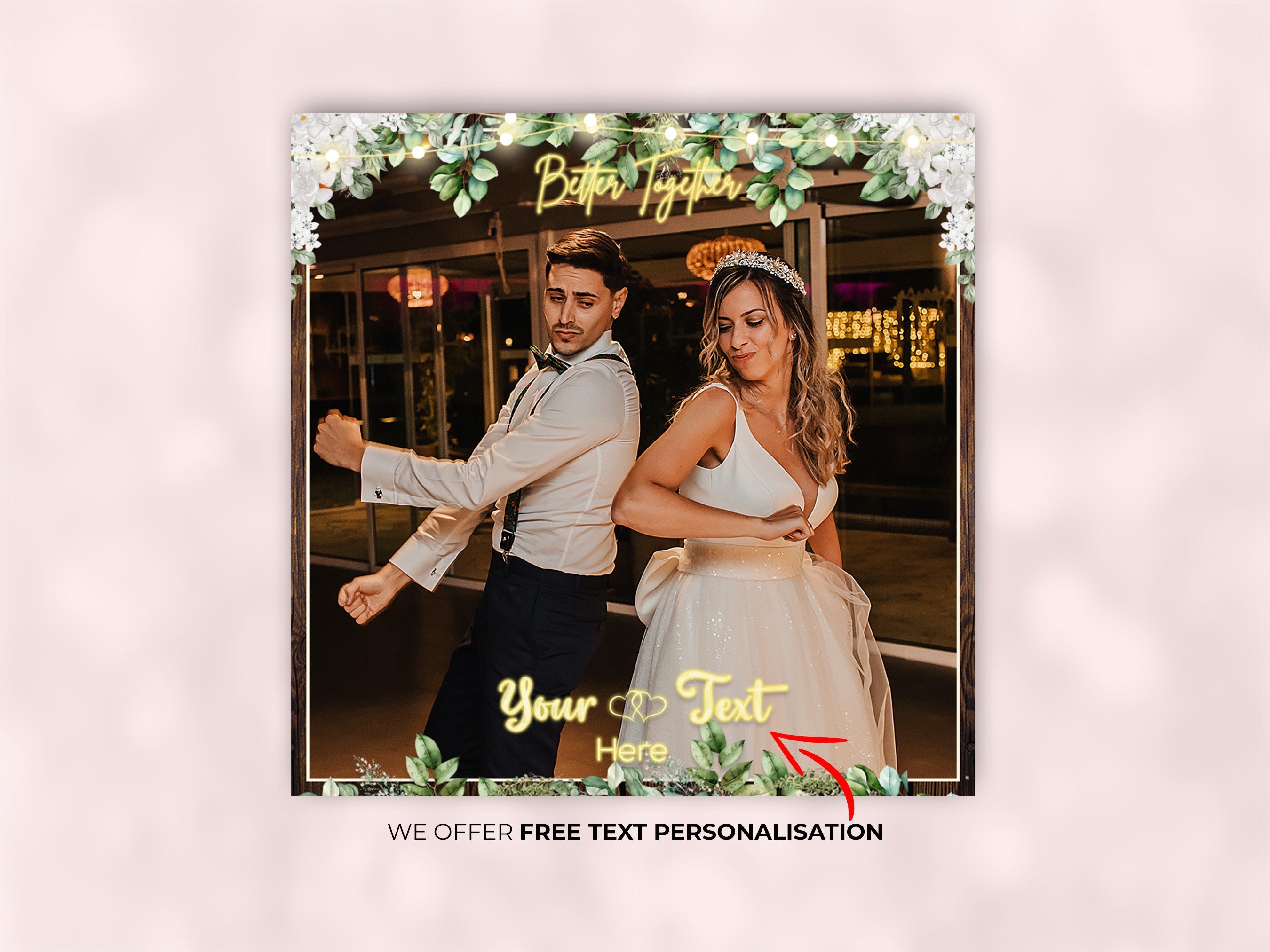 Rustic 360 Photo Booth Overlay Wedding, Flowers 360 Video Booth Frame ...