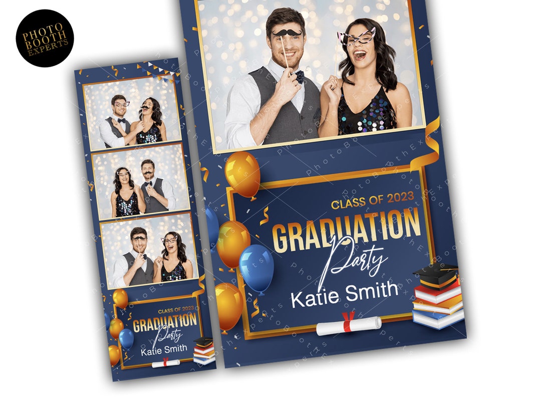 Gold Blue Graduation Photo Booth Template 4x6 Layout - Class of 2023 ...