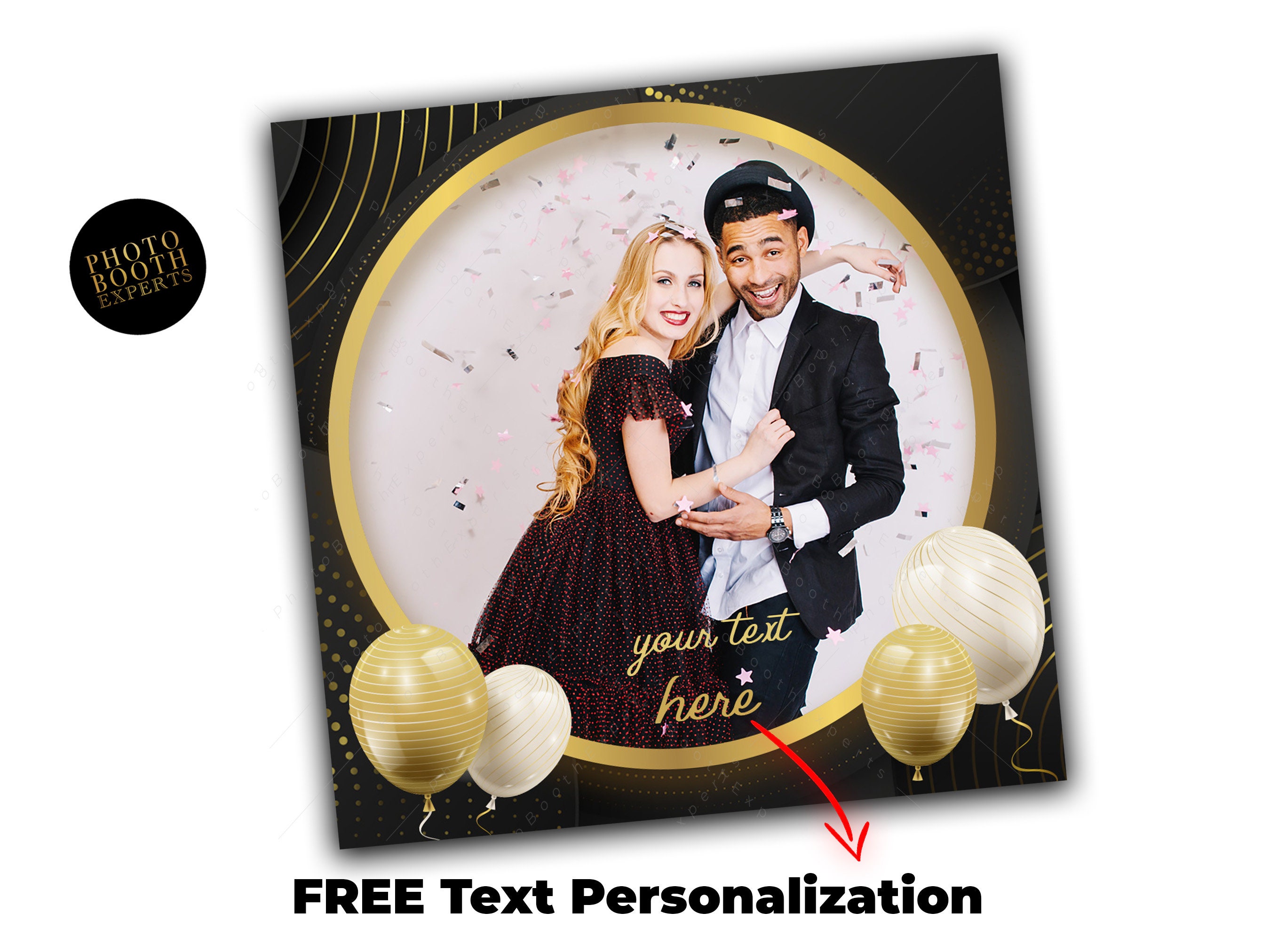 Happy Birthday 360 Photo Booth Overlay Black and Gold 360 Photo Booth ...