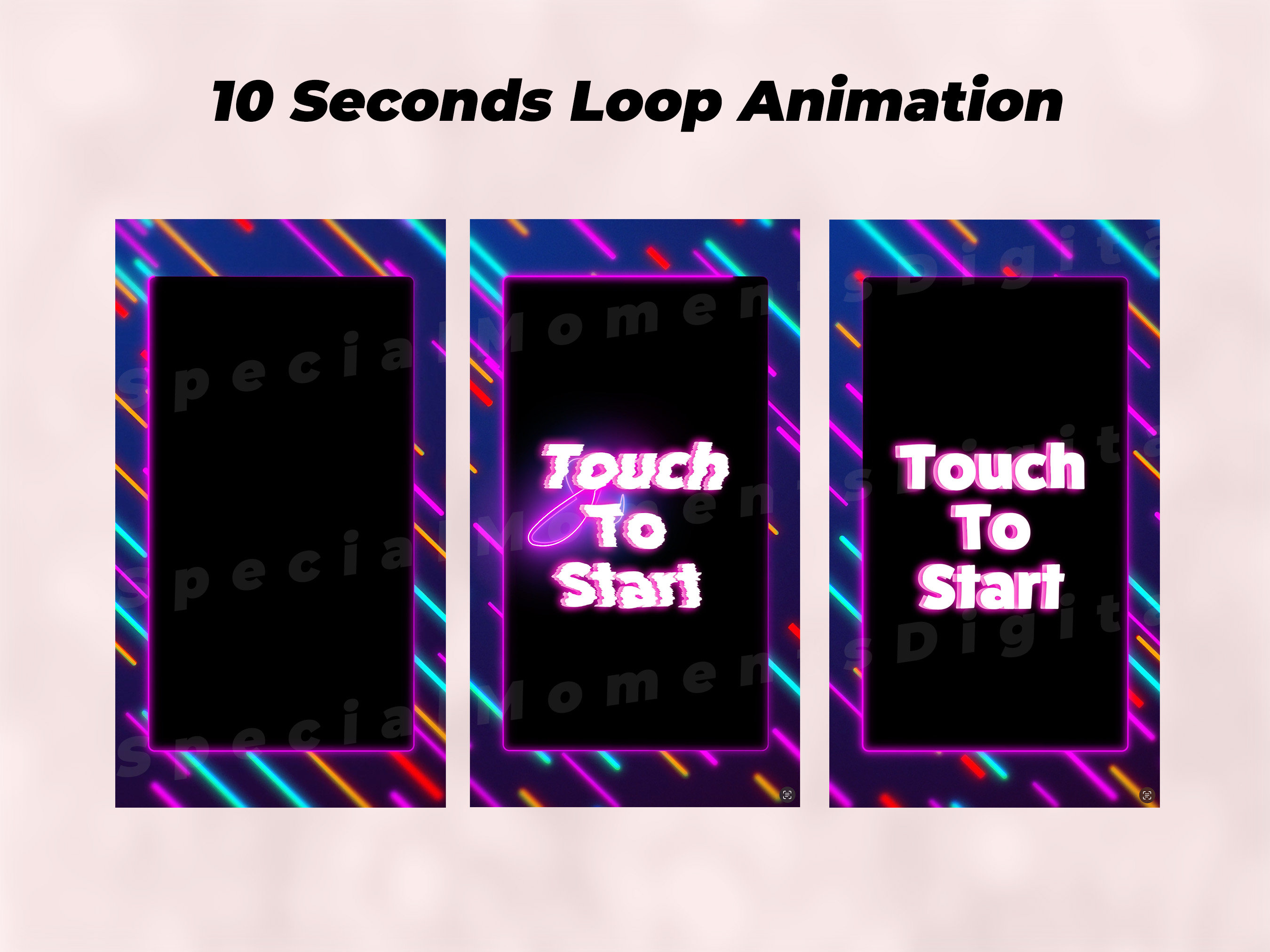 Mirror Booth Animation Start Screen Neon Tap to Start Screen Animation ...