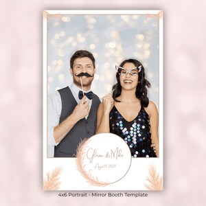 4x6 Boho Weeding Photo Booth Template, 4x6 Pampas Grass Photo Booth ...