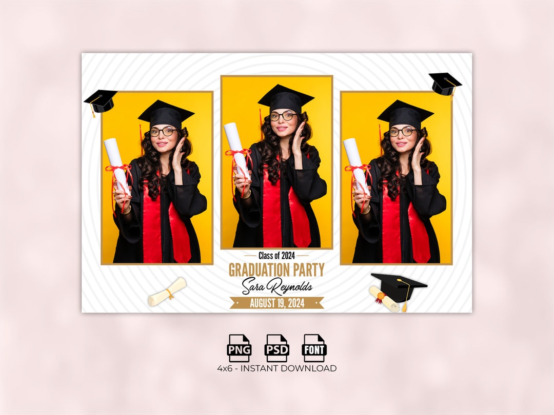 4x6 Graduation Photo Booth Template, 4x6 Landscape Graduation Party ...